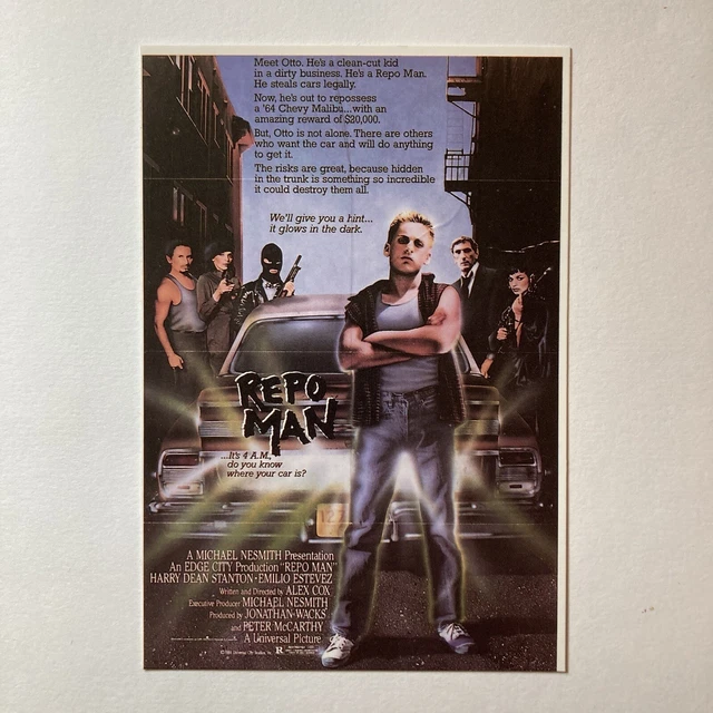REPO MAN 1984 Rare 1980s Movie Film Poster Postcard Emilio Estevez £5. ...