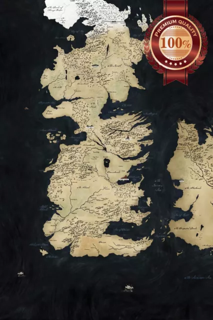 GAME OF THRONES Map V2 Westeros Got Original Art Print Premium Poster ...