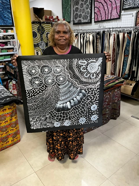SHARON BUTCHER ABORIGINAL Artist Painting WOMEN CEREMONY BUSH ONION ...