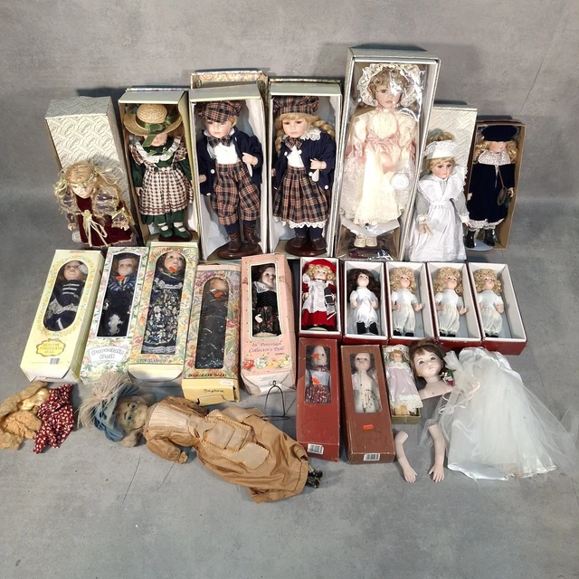 22X BUNDLE OF Dolls Job Lot Porcelain Boxed Collection Inc Leonardo ...