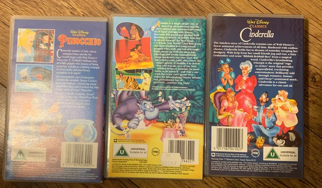 WALT DISNEY CLASSICS VHS Pinocchio Aladdin Cinderella £15.00 - PicClick UK