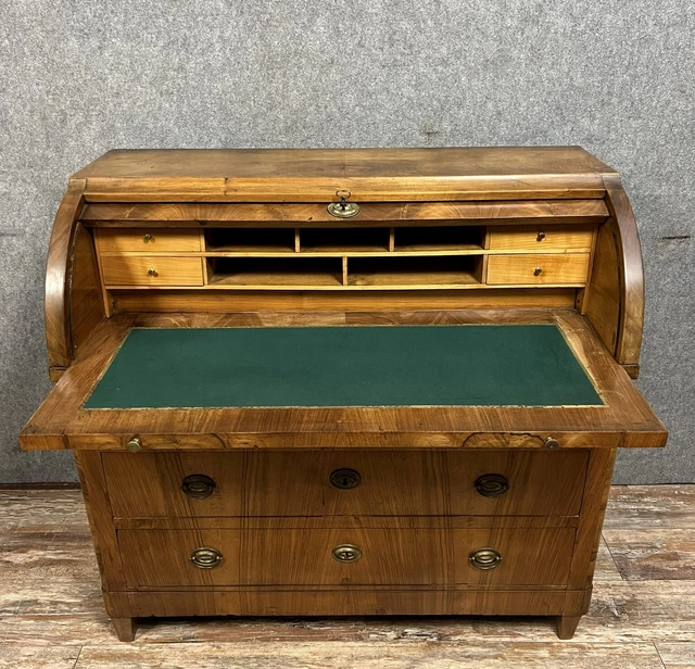 SUPERBE BUREAU A cylindre et a système époque Louis XVI en noyer vers ...