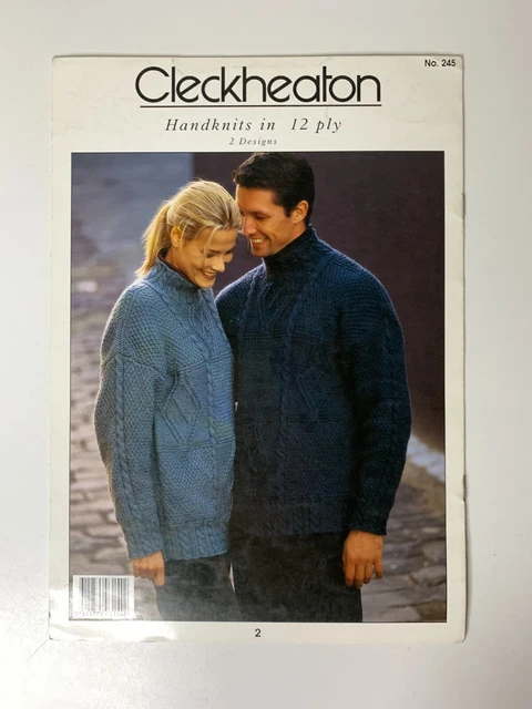 VINTAGE CLECKHEATON KNITTING Pattern Book 245 Handknits in 2 Ply ...
