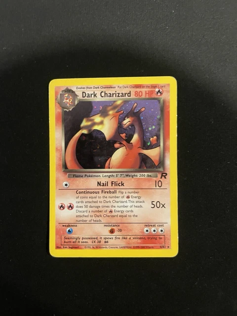 POKÉMON TCG DARK Charizard Team Rocket 4 Holo Unlimited Rare with Swirl ...