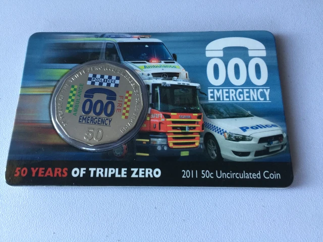 2011 50 YEARS of Triple Zero 000 EMERGENCY 50 cent coin RARE 50C ...