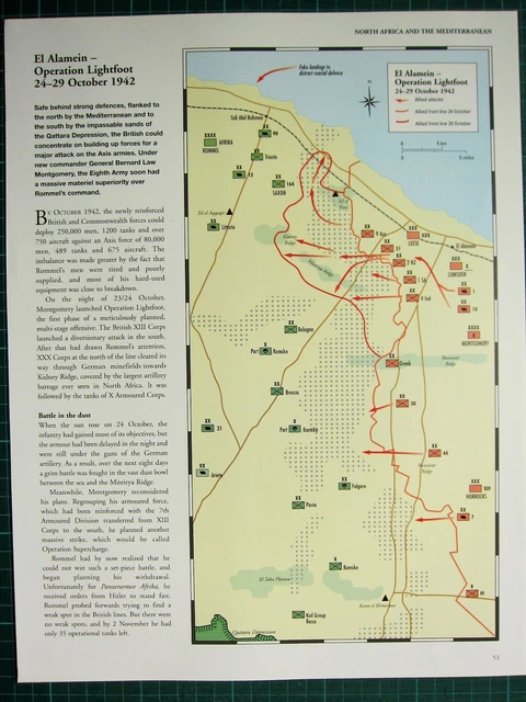 WW2 WWII MAP El Alamein Operation Lightfoot 24-29 Oct 1942 Saxon ...