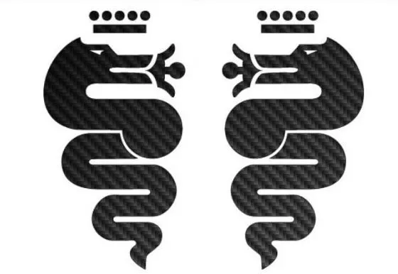 COPPIA ADESIVI STICKER SERPENTE ALFA ROMEO biscione CARBON prespaziato ...