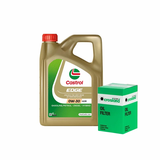 CASTROL EDGE A5 B5 0W30 Engine Oil 4L Crosland Oil Filter Service Kit 4 ...