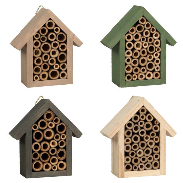 WOODEN INSECT BEE House Mini Bug Hotel Shelter Garden Nest Box Hanging ...