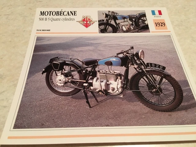 CARTE MOTO MOTOBÉCANE 500 B5 4 cylindres 1929 collection Atlas France ...