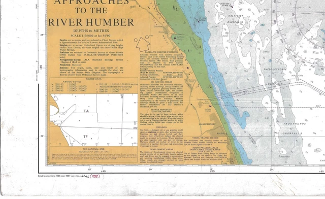 CARTE MARINE DE L'Approche Est De L'Angleterre Au Fleuve Humber EUR 81 ...