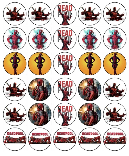 DEADPOOL EDIBLE CUPCAKE Toppers Wafer Birthday Cake Decorations (2 ...
