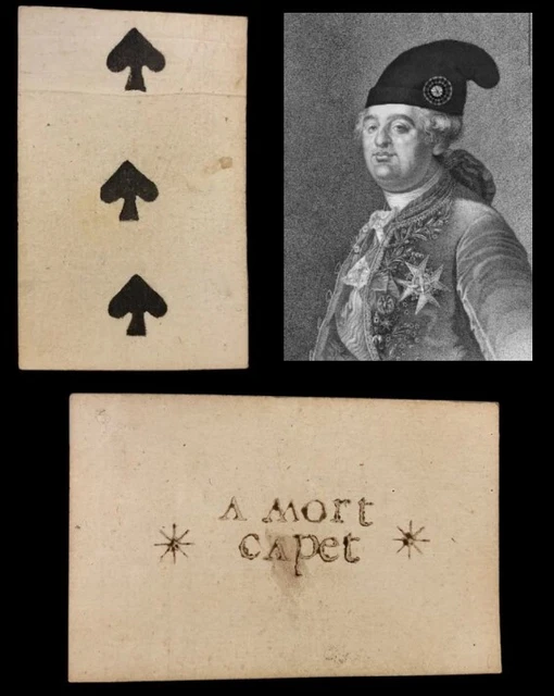 RARE CARTE RÉVOLUTION « A MORT CAPET » Louis XVI Roi Jeux Ancien 18eme ...