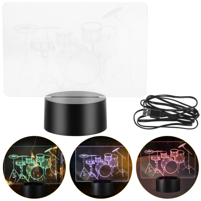 3D ILLUSION NIGHT Lamp Drum Kit Light Creative Gift Practical £23.28 ...