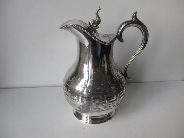 ANTICA BROCCA CON coperchio, piatto argento, design a chiave greca ...