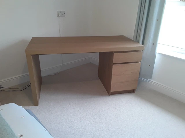IKEA MALM DESK Oak Wood Veneer £85.00 - PicClick UK
