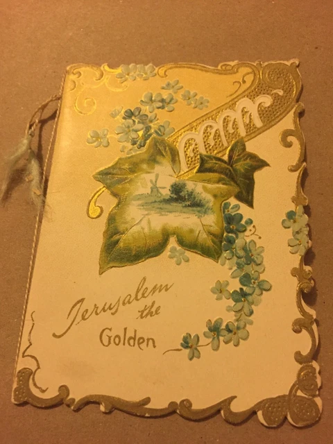 VINTAGE JERUSALEM THE Golden Booklet By Rev. Gold Detailed Greeting ...