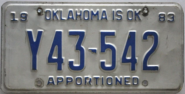 USA LICENSE PLATE Oklahoma is OK License Plate 1983 Sign US License ...