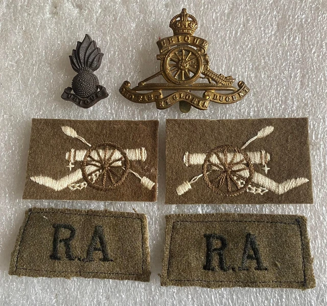 WW2 ROYAL ARTILLERY Battledress Titles, Gunners Arm, Brass & Plastic ...