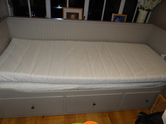 IKEA HEMNES DAY Guest Double Bed & 2 Foam mattresses - Grey £199.00 ...