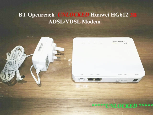 MODEM FIBRE BT Openreach Huawei HG612 3B VDSL/FTTC DÉBLOQUÉ EUR 58,91 ...