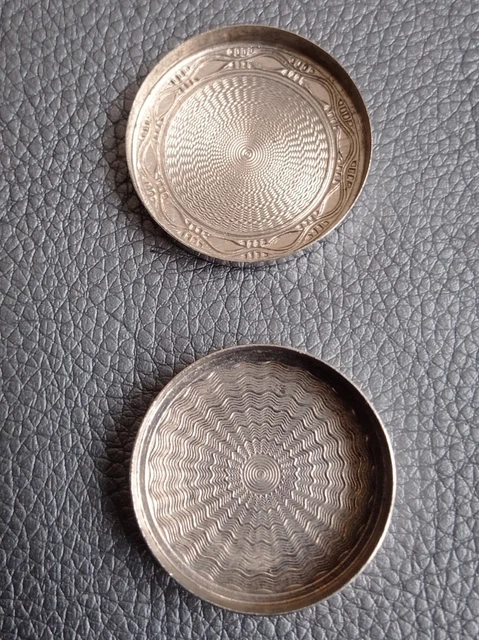 ANCIEN POUDRIER BOÎTE à Fard Cheramy France Laiton Argenté Guilloché ...