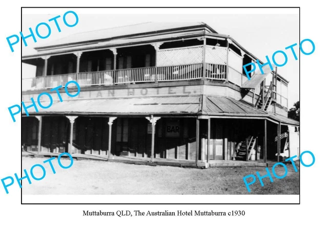 OLD LARGE PHOTO MUTTABURRA QUEENSLAND AUSTRALIAN HOTEL c1930 $9.00 ...