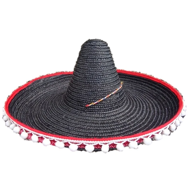 Sombrero Hats Black Mexiacn Fancy Dress Party Adult Unisex Vintage