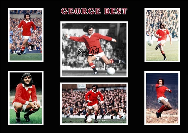 GEORGE BEST SIGNED A4 PHOTO Montage Signature Print MANCHESTER UNITED ...