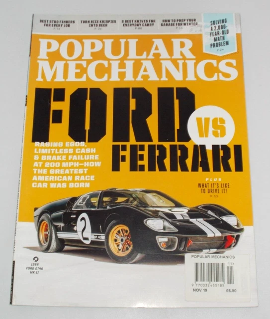 POPULAR MECHANICS MAGAZINE - November 2019 - Ford vs Ferrari - Ford GT ...