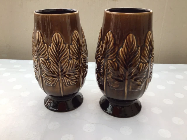 SYLVAC PAIR Of Large Brown Sycamore Design Vases Mould 4206 £9.99 ...