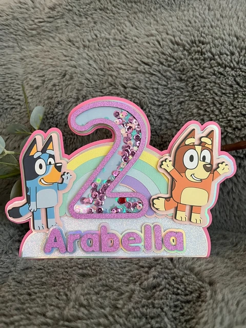 PERSONALISED BLUEY INSPIRED, cake topper 3D Shaker with Name and Age ...