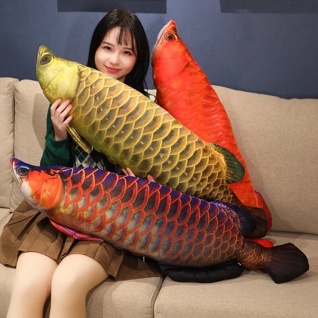 LIFELIKE GOLDEN DRAGONFISH Plush Toy Carp Loach Catfish Pillow Soft And ...