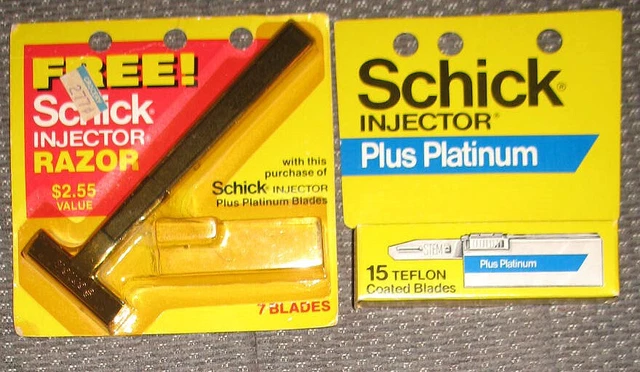 VINTAGE SCHICK INJECTOR Razor Type N1 with 15 Plus Platinum Blades NEW ...