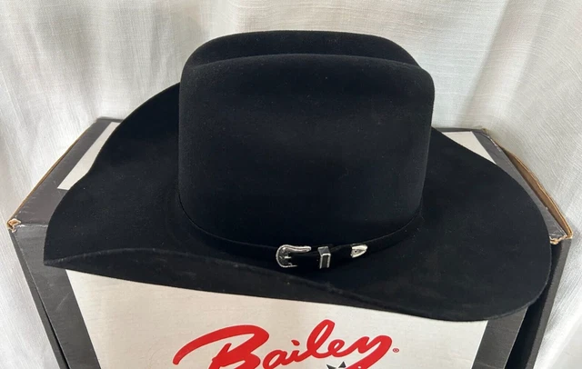 VINTAGE BAILEY Thunderbolt Black Cowboy Western Hat Size7 1/4 Made in ...