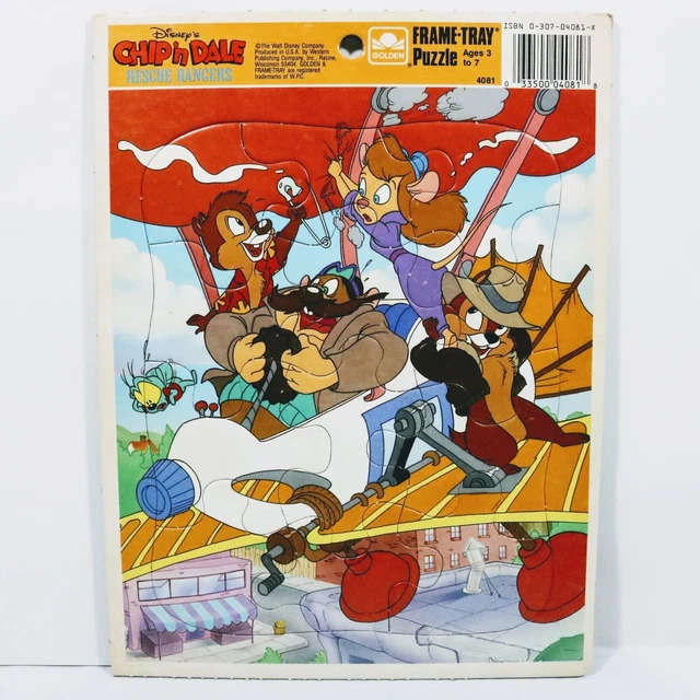 VINTAGE DISNEY'S CHIP N Dale Rescue Rangers Frame Tray Puzzle Golden ...