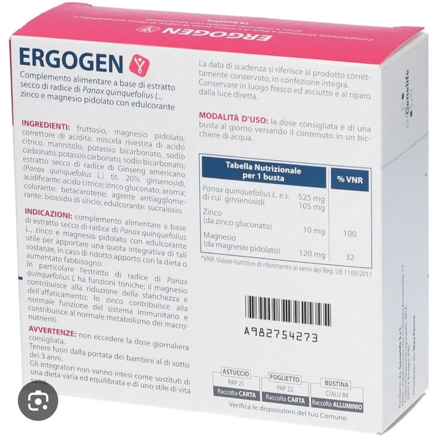 GENELIFE ERGOGEN - Integratore Per Stanchezza Ed Affaticamento. Zinco e ...