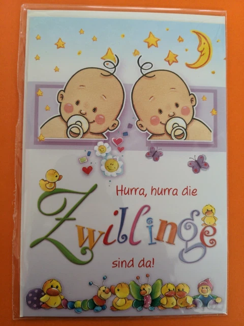 Babykarten Zur Geburt GLÜCKWUNSCHKARTE ZUR GEBURT Von Zwillingen Baby ...