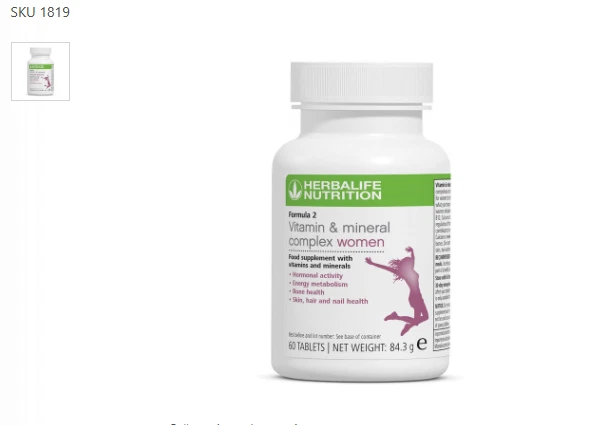 HERBALIFE FORMULA 2 Vitamin & Mineral Complex for Women – 60 Tablets ...