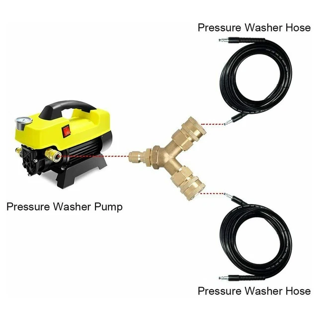 PRESSURE WASHER TEE Splitter Coupler Brass 3/8 Fitting 5000PSI Cleaning ...