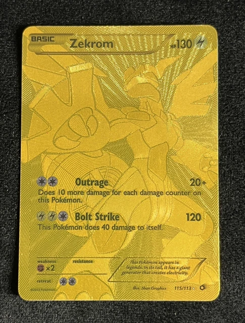 POKEMON TCG ZEKROM Full Art Legendary Treasures Gold Secret Rare 115/ ...