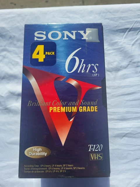 SONY VHS PREMIUM Grade Blank Video Tapes T-120 6hrs EP New Sealed 4 pack £5.70 - PicClick UK