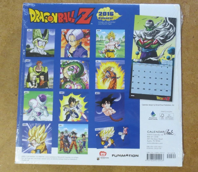 DRAGONBALL Z 2016 Calendar - Son Goku - Gohan - PIccolo - Vegeta $83.02 ...