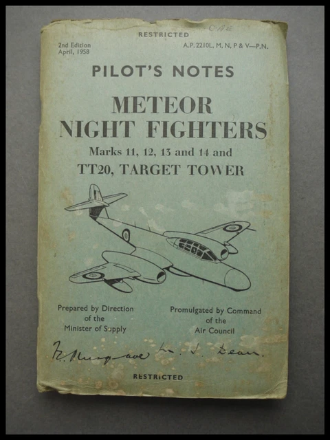 ORIGINAL PILOT’S NOTES Meteor Night Fighters RAF Jet Aircraft Air ...