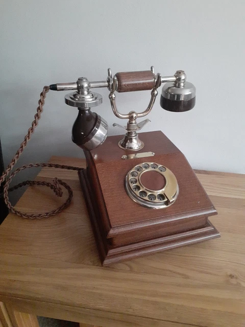 VINTAGE HANDSET WOOD effect Rotary Dial landline phone. For Display or ...