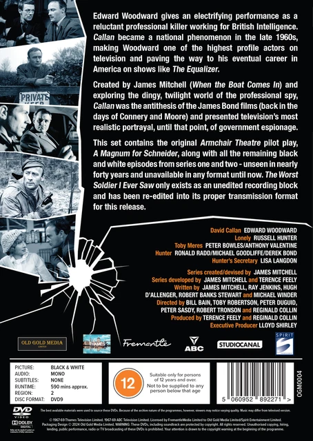 CALLAN: THE MONOCHROME Years (DVD) Anthony Valentine (PRESALE 2024-05 ...