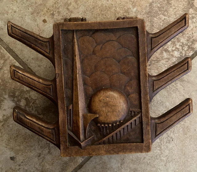 1939 NEW YORK Worlds Fair Syroco Wood Wall Tie Rack Closes Brush Holder ...