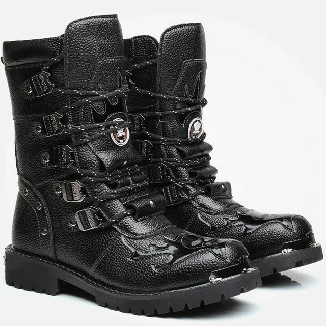 MENS ANKLE BOOTS Lace Up Army Military Police Tactical Combat Work ...