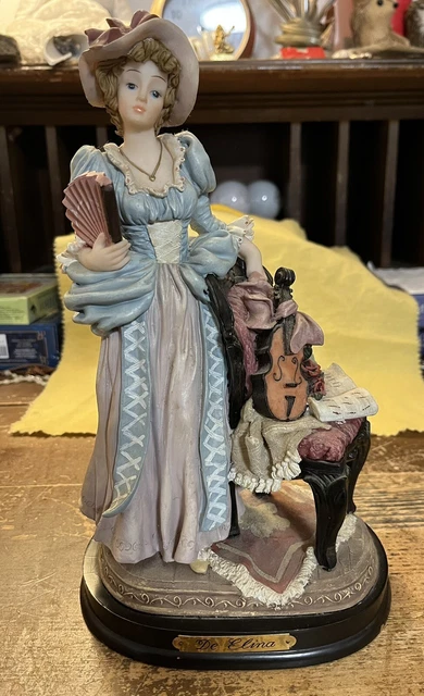 VINTAGE MONTEFIORI COLLECTION Resin Figurine Victorian Lady With Violin ...
