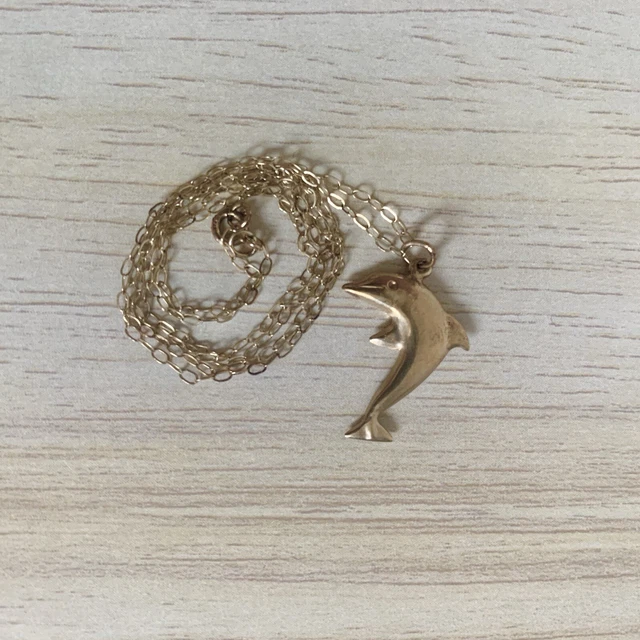 VINTAGE 9CT YELLOW Gold Dolphin Pendant Necklace Elizabeth Duke 90s £54 ...
